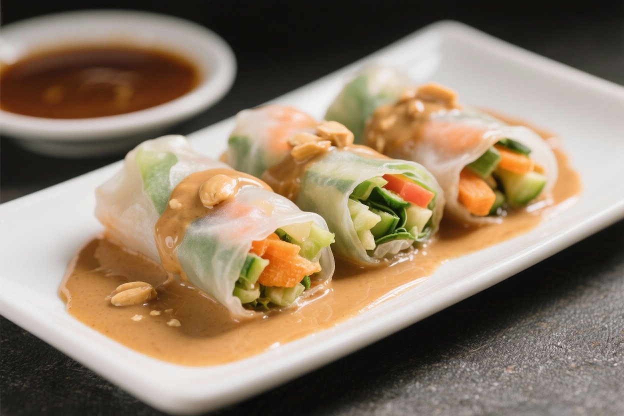 Vegetable Spring Rolls With Peanut Sauce – Fresh, Crunchy, and ...